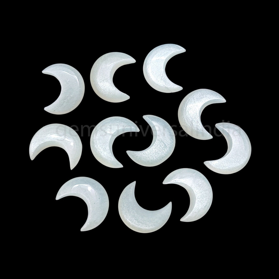 AAA White Moonstone Crescent Moon Beads, Natural Moonstone Smooth Moon ...