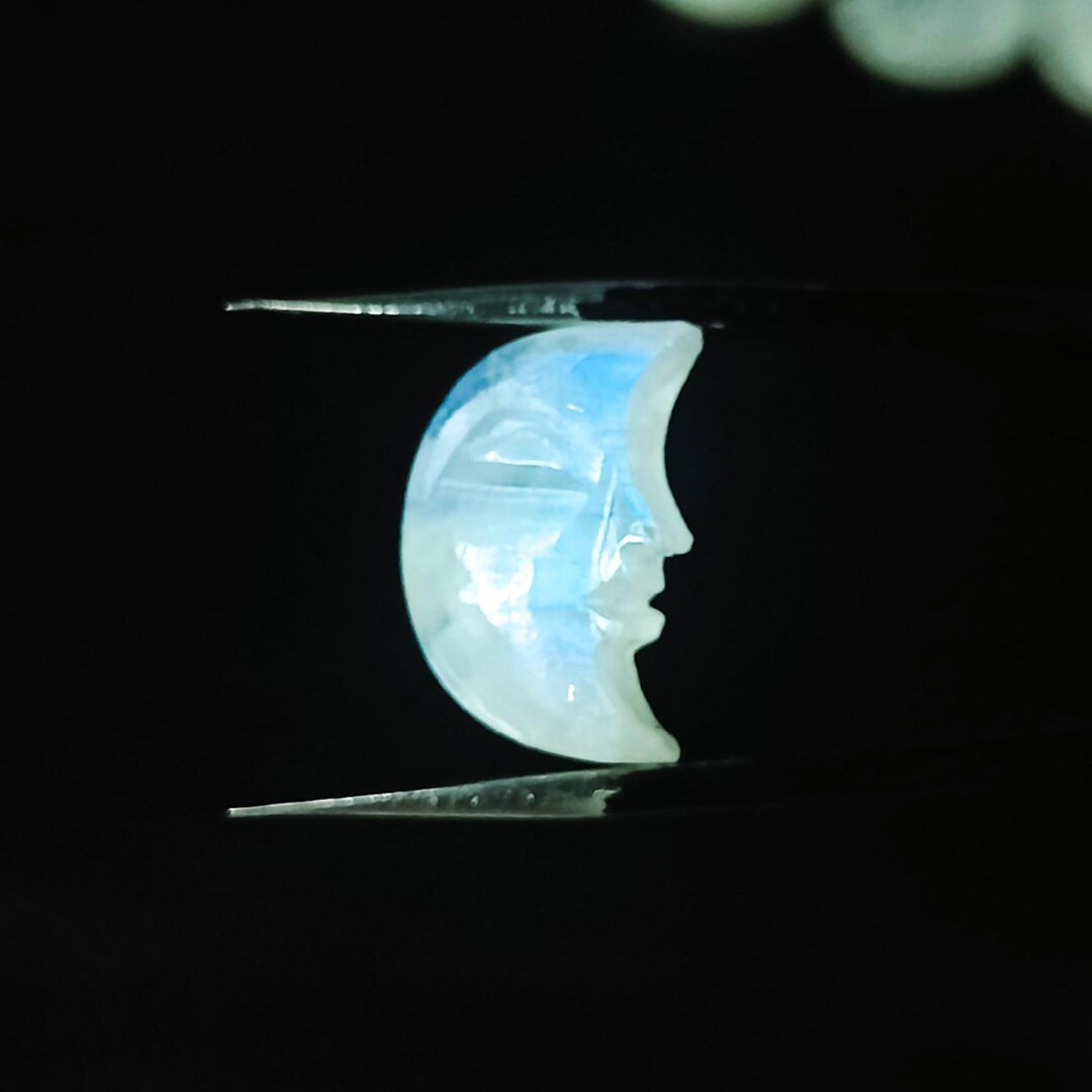 Flashy Rainbow Moonstone Moon Face Carved Gemstone, Moonstone Moon ...