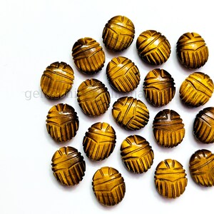Natural Tiger Eye Scarabs Beads, Egyptian Scarabs Shape, Beetle Scarab ...