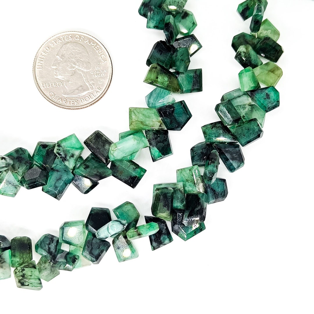Emerald Faceted Slice Beads, Natural Emerald Beads for Jewelry Making ...