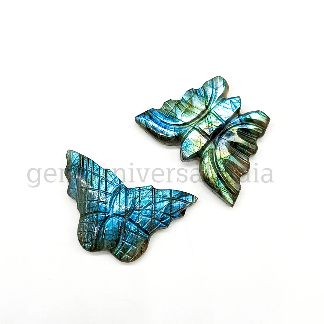 Stunning Natural Blue Fire Labradorite Butterfly Shape Gemstone ...