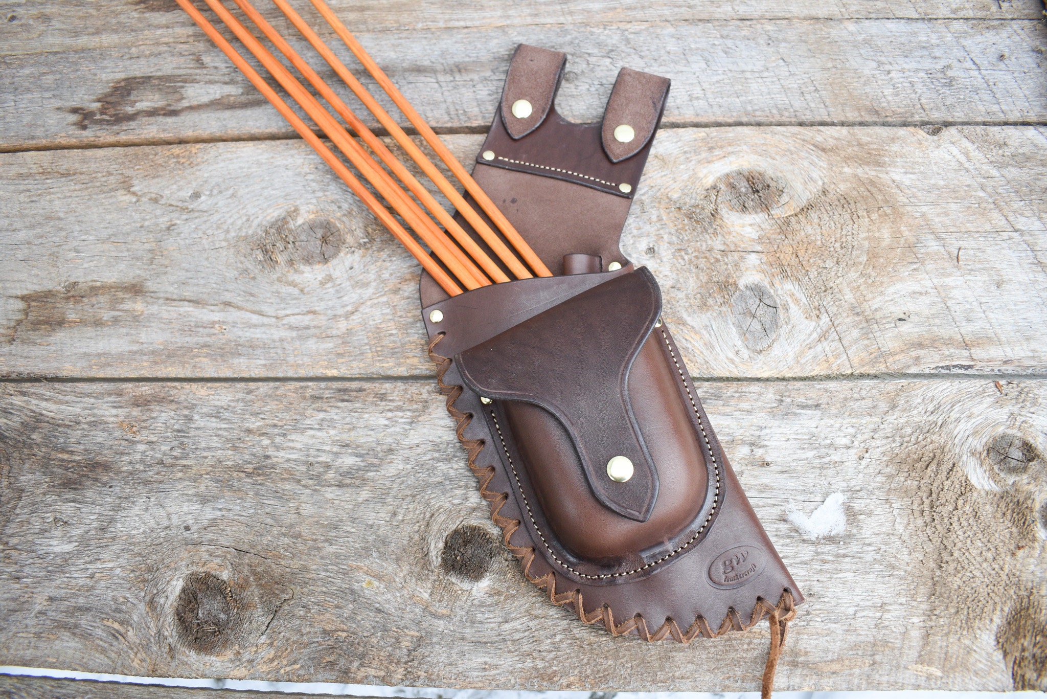 Leather Archery HIP Quiver/armguard Combo, Archery Belt Quiver With ...