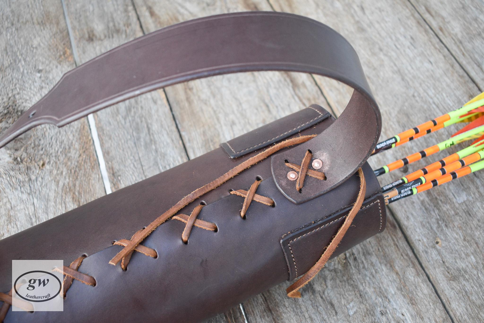 Magnus Style, Leather BACK Quiver for Traditional Archery With Pocket ...