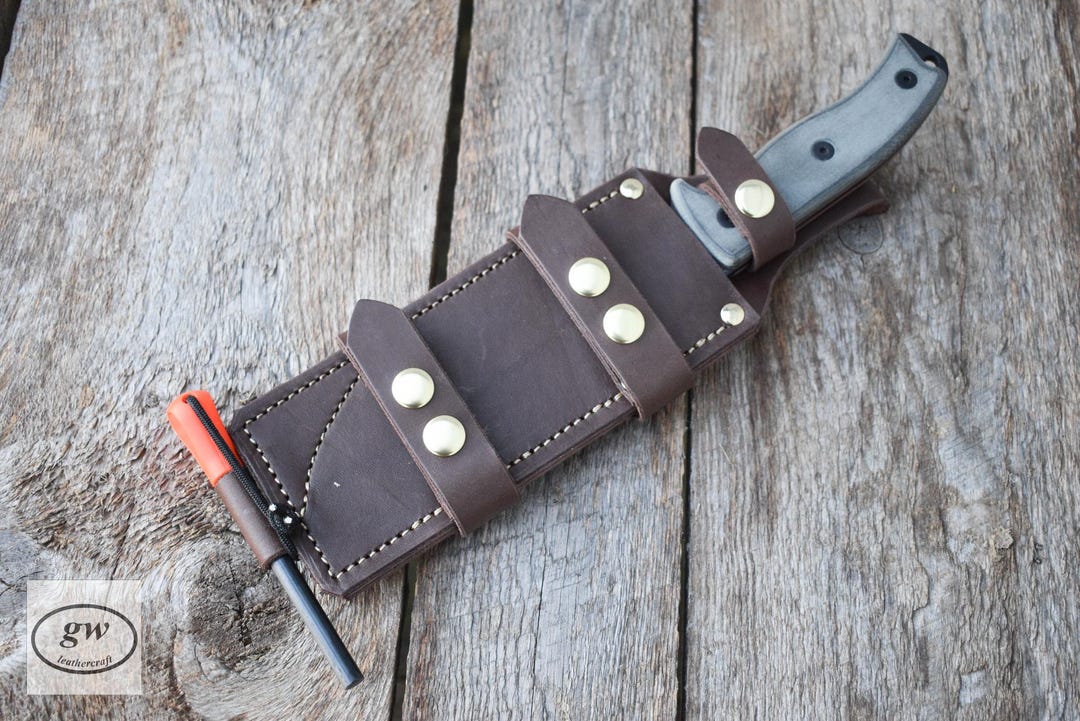 Bushcraft Knife Sheath, Leather Knife Sheath, Horizontal Carry Sheath ...
