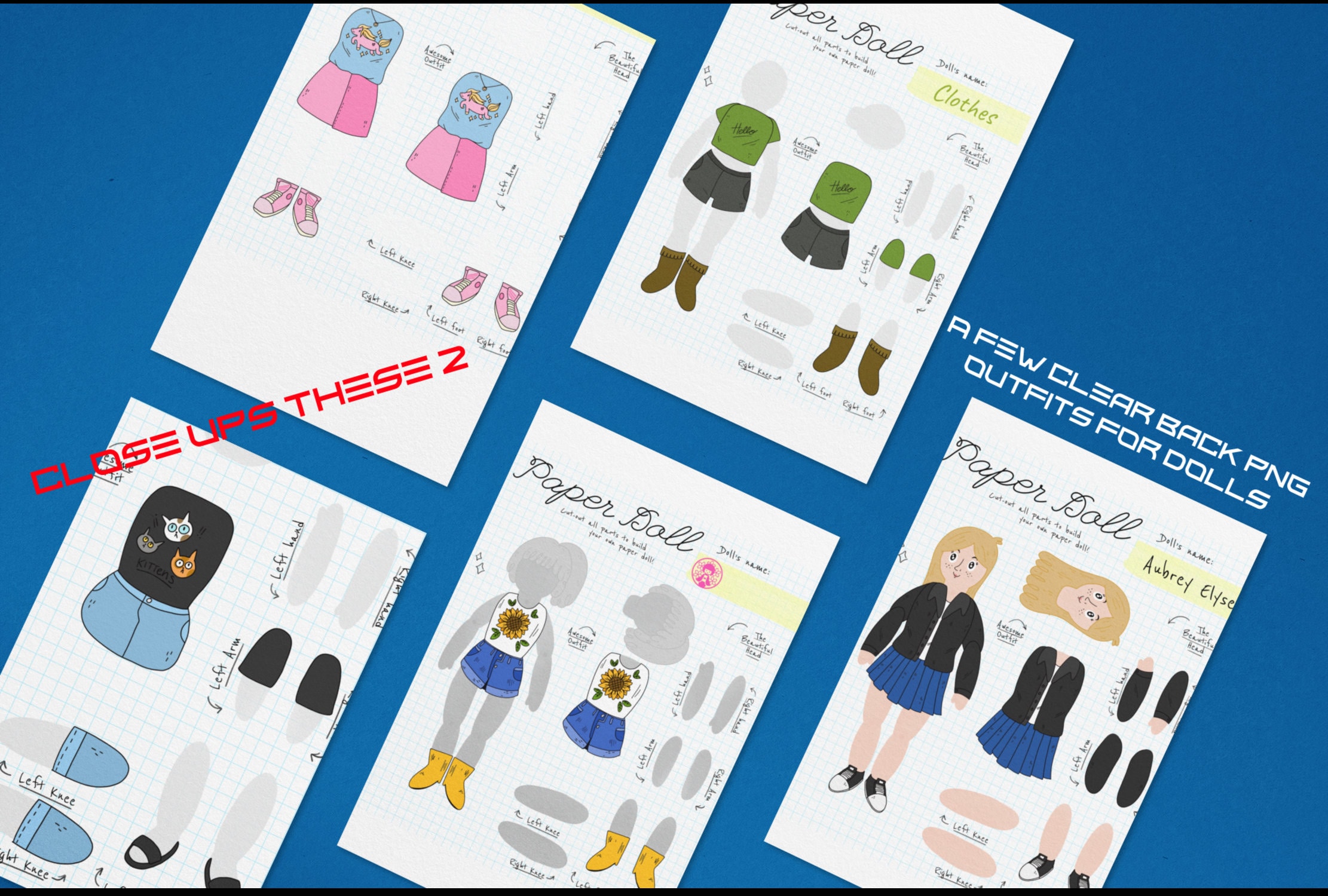 Printable Paper Dolls Kit A Craft Toy Set W/ Digital Paper Dolls, Pets ...