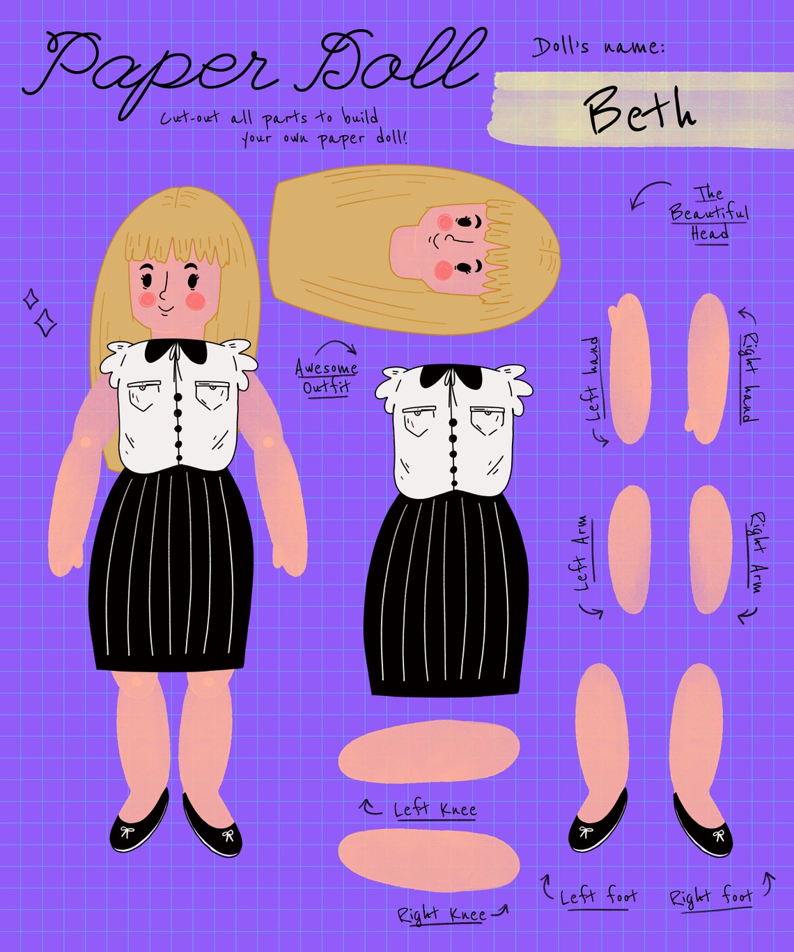 Printable Paper Dolls Kit A Craft Toy Set W/ Digital Paper Dolls, Pets ...