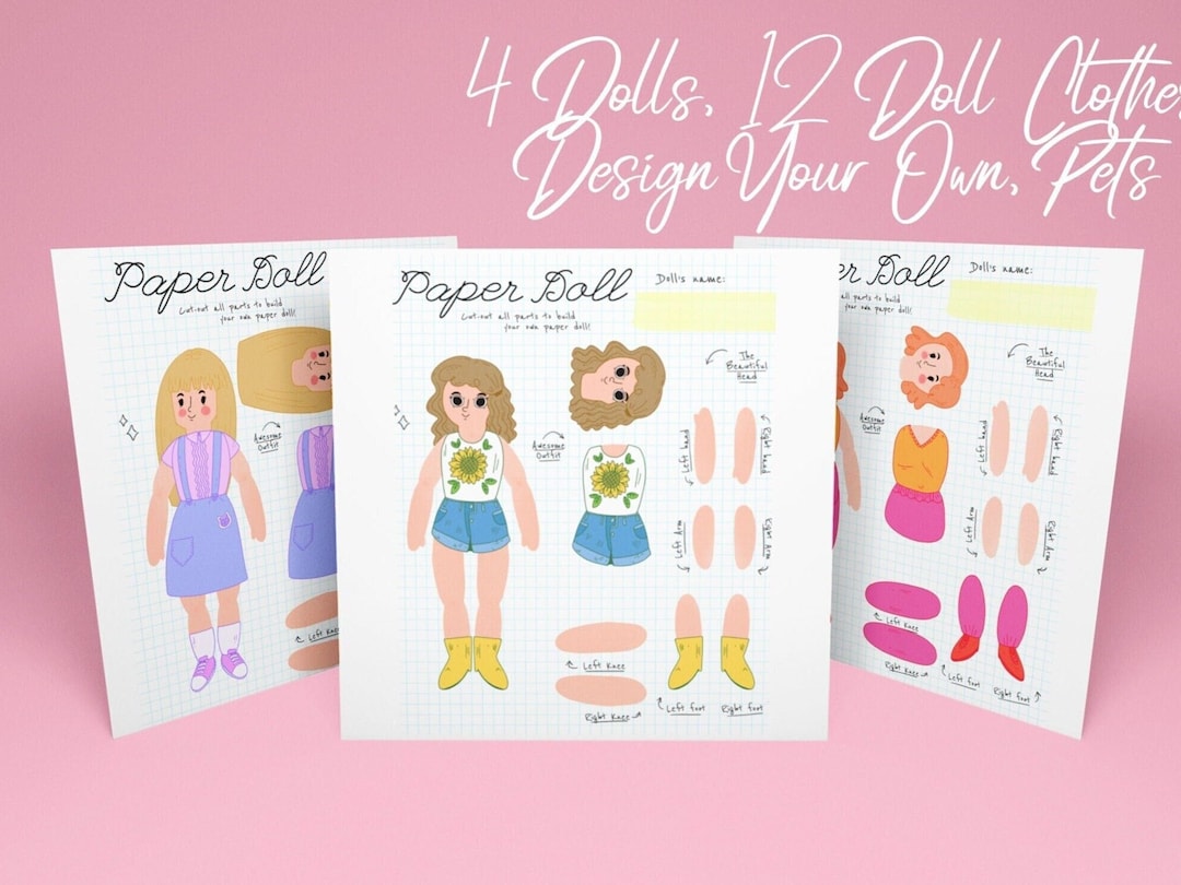 Printable Paper Dolls Kit - A Craft Toy Set W/ Digital Paper Dolls ...