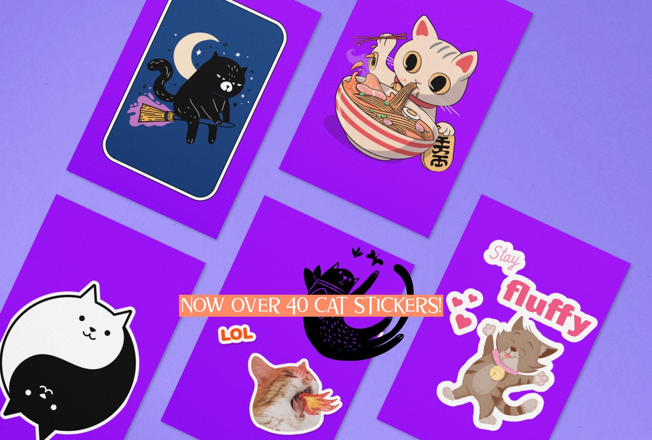 Kawaii Cat Sticker Pack: Cute Cat Sticker Shop No. 2 40 Stickers ...