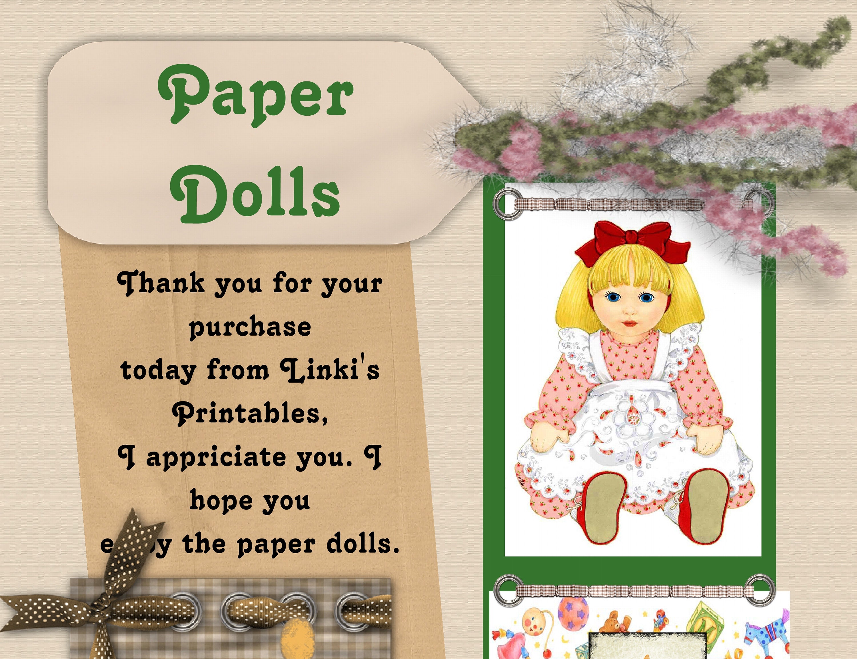 Printable Paper Dolls Kit A Craft Toy Set W/ Digital Paper Dolls, Pets ...