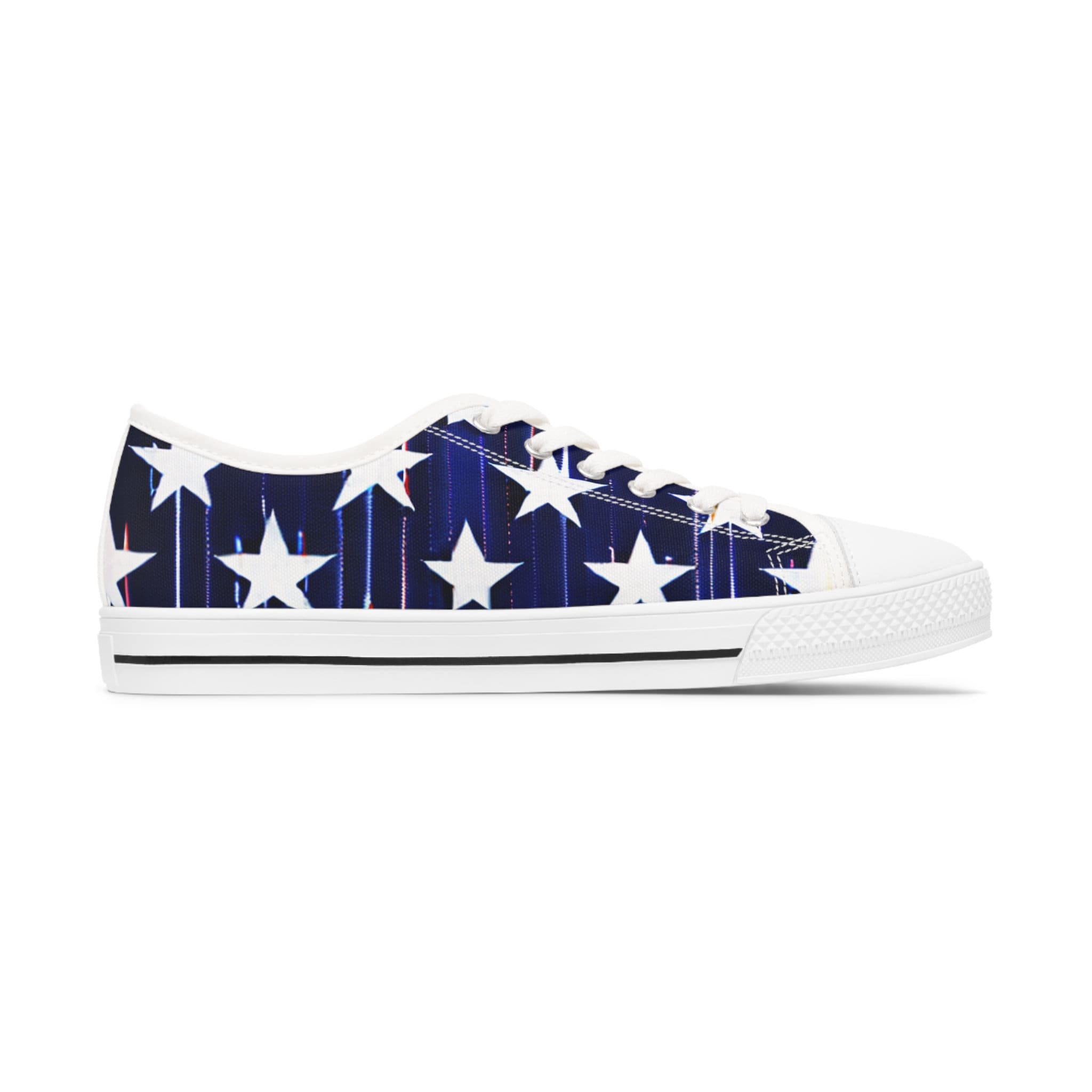 Star Sneakers W/a Denim Blue Background, White Stars, Dripping Red and ...
