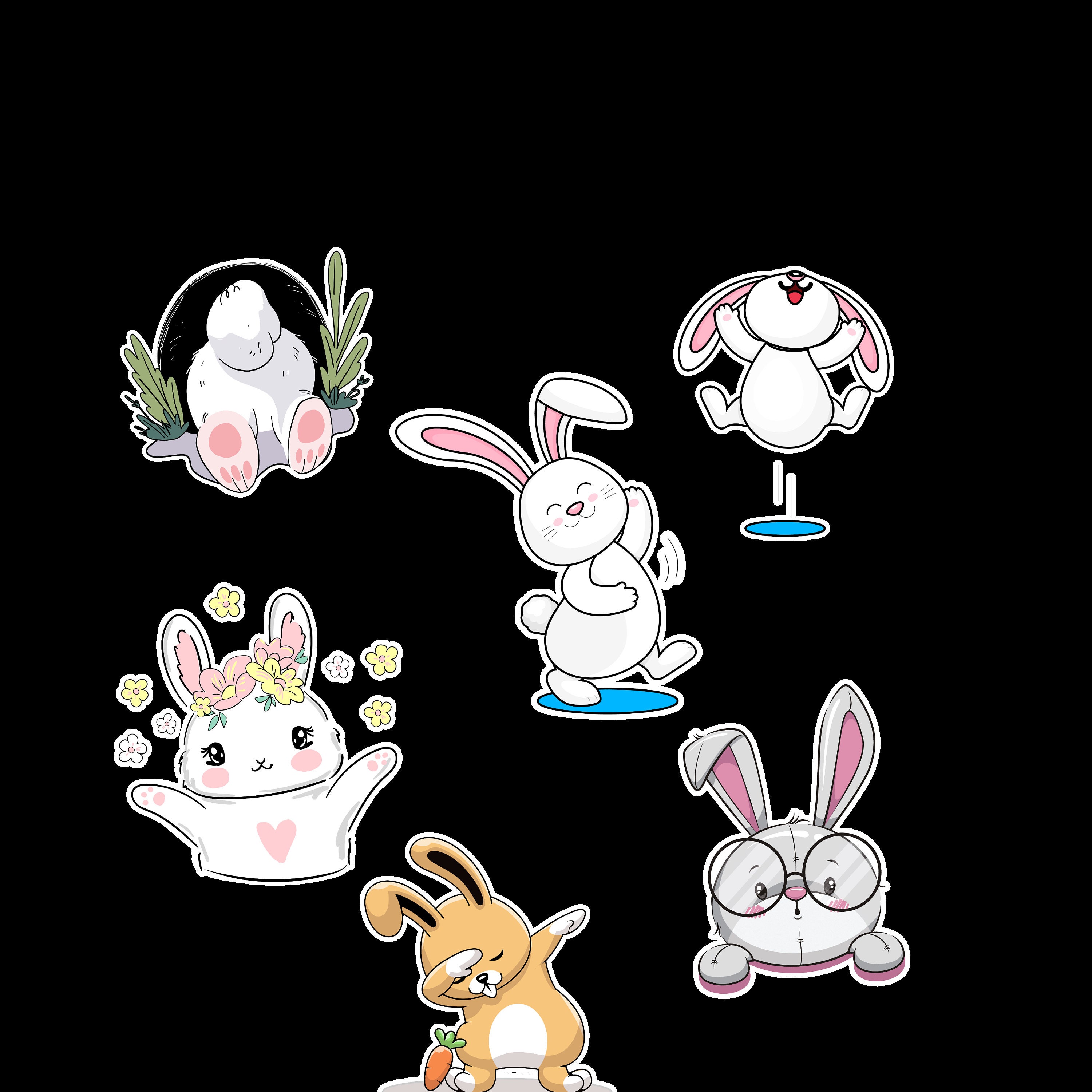 Kawaii Bunny Stickers. 80 Cute Bunny Decals to Love Forever - Etsy
