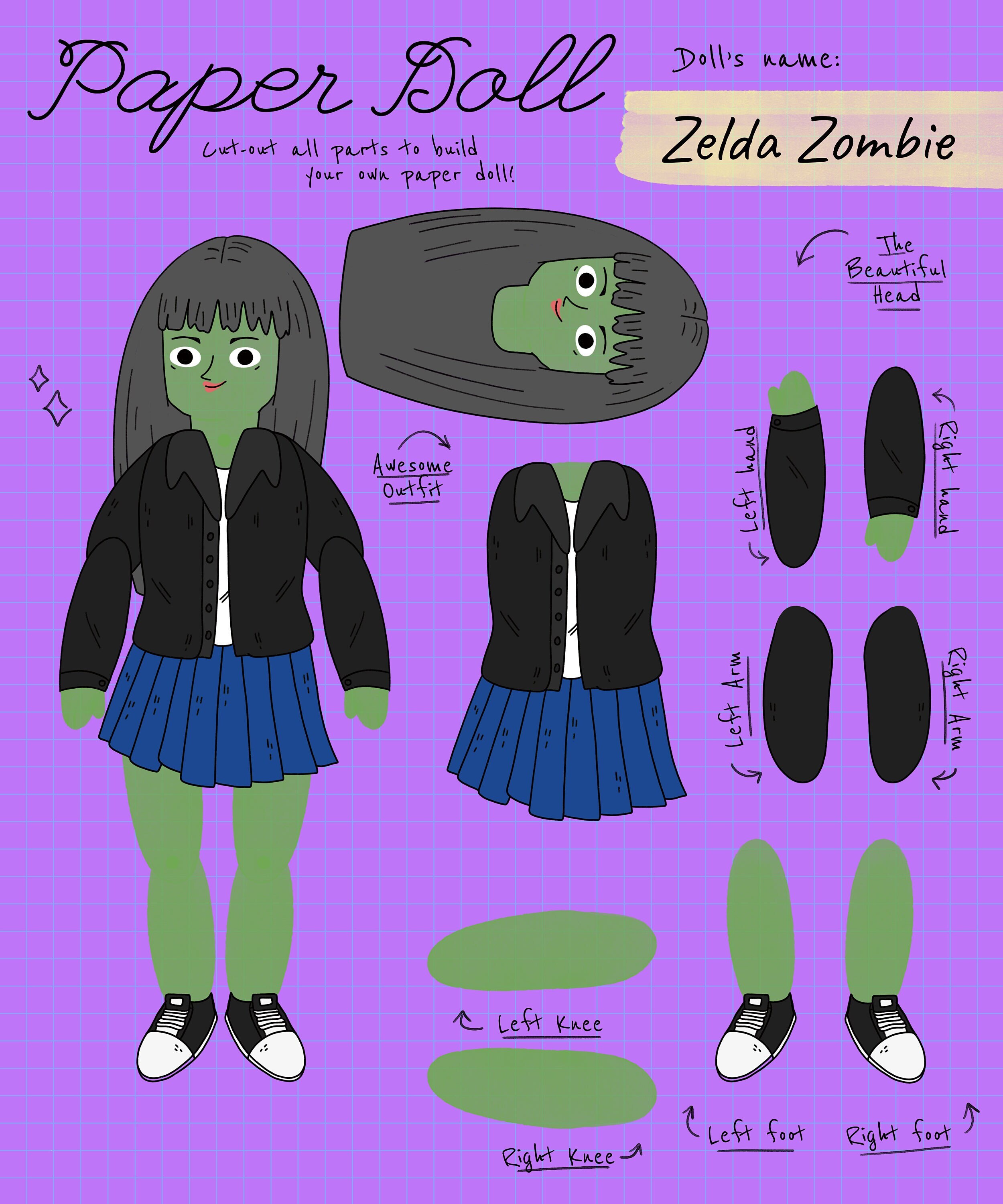Zombie Paper Doll Digital Files. This Kid's Craft or Adult Toy Set is a ...