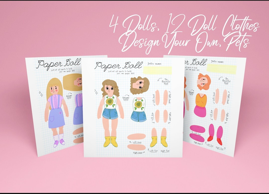 Printable Paper Dolls Kit A Craft Toy Set W/ Digital Paper - Etsy