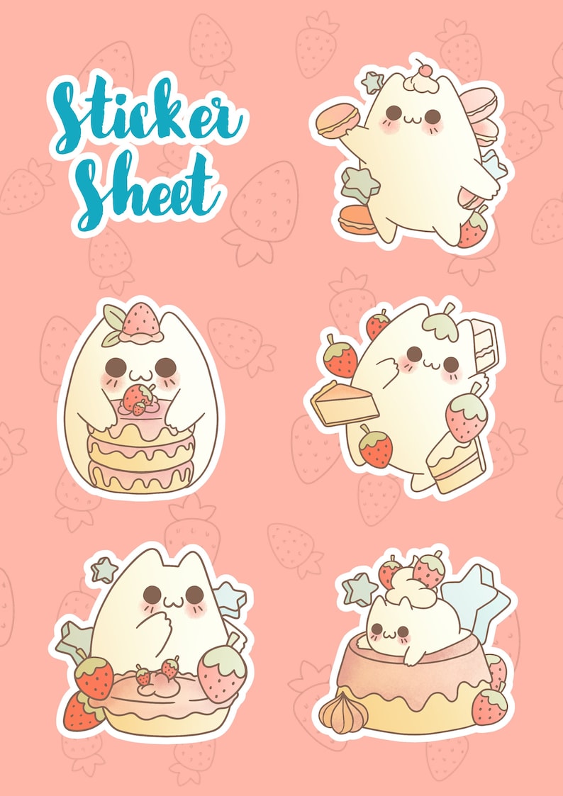 Kawaii Cat Sticker Pack: Cute Cat Sticker Shop No. 2 40 Stickers ...