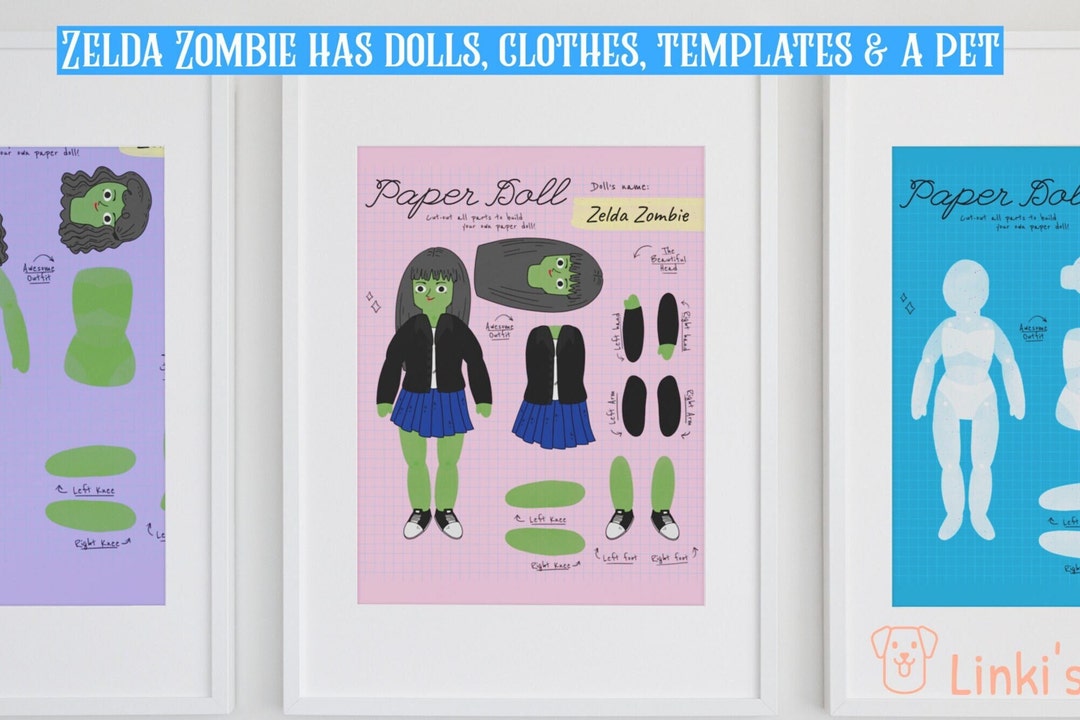 Zombie Paper Doll Digital Files. This Kid's Craft or Adult Toy Set is a ...