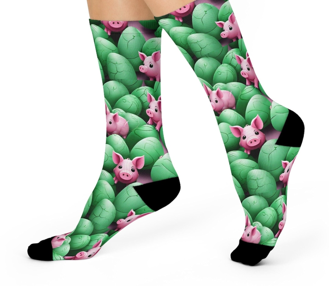 Dr Seuss Socks! Premium Socks W/ Pink Pigs, and Green Eggs... Or, Green ...