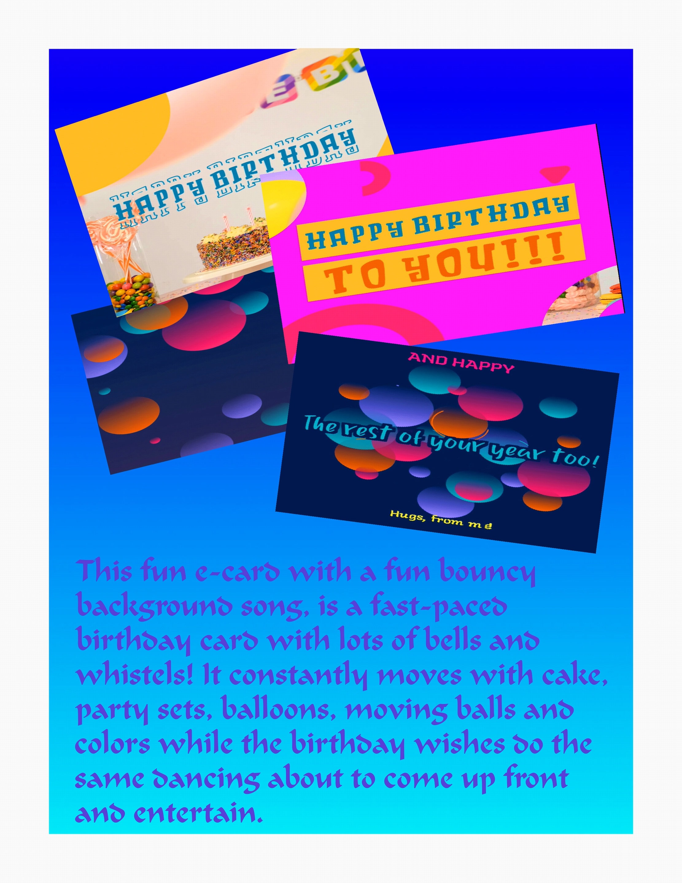 Happy Birthday Video Cards W/ Stereo Music, 8 Animated Greeting Cards ...