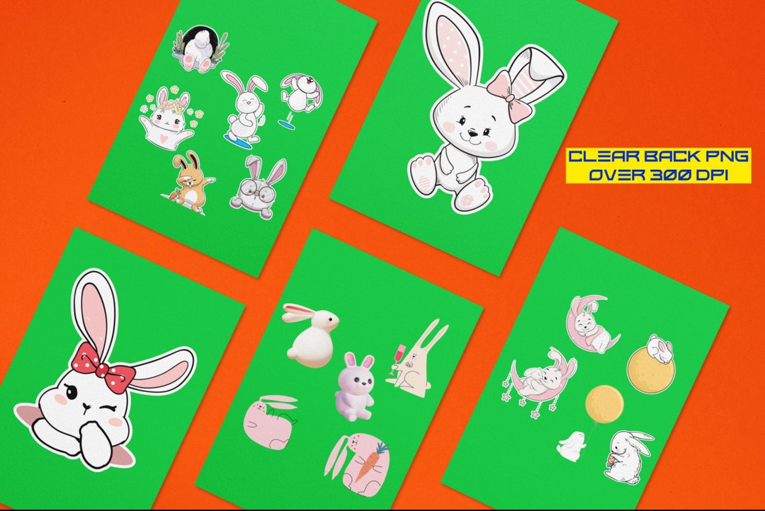 Bunny Stickers. 90 + Bunny Rabbits W/ Kawaii Bunny Stickers, Pet ...