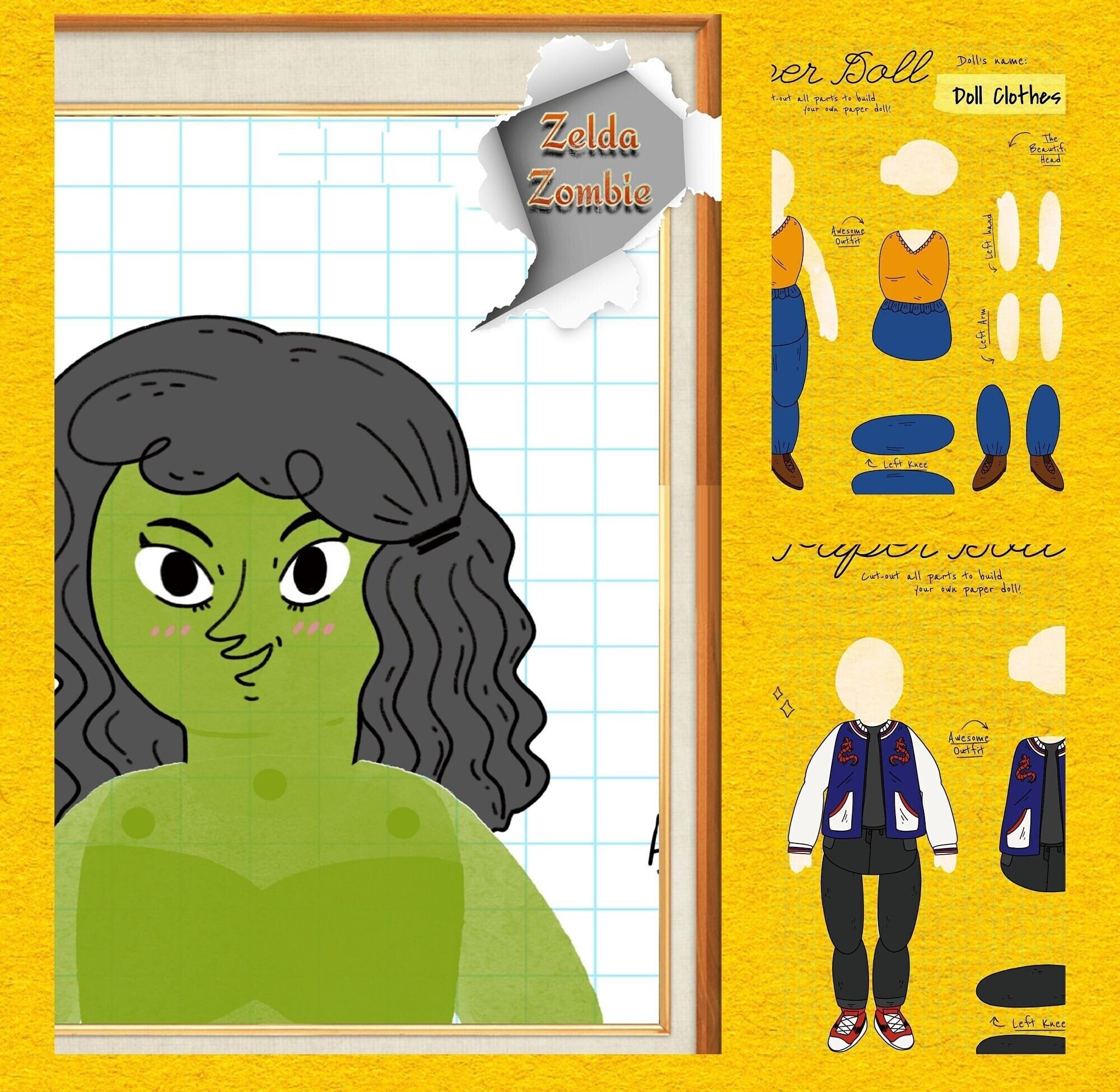 Zombie Paper Doll Digital Files. This Kid's Craft or Adult Toy Set is a ...