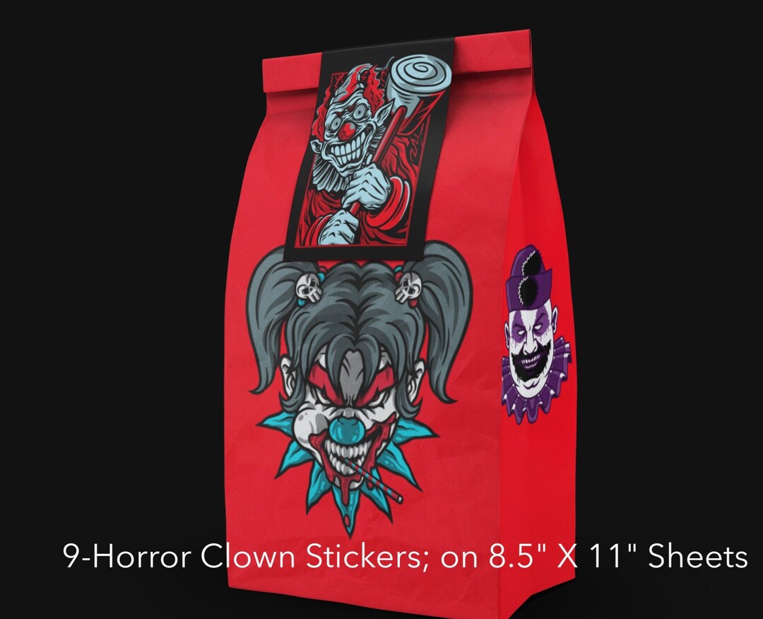 Creepy Clown Sticker Pack, Horror Decals (PNG Digital Download) - Etsy