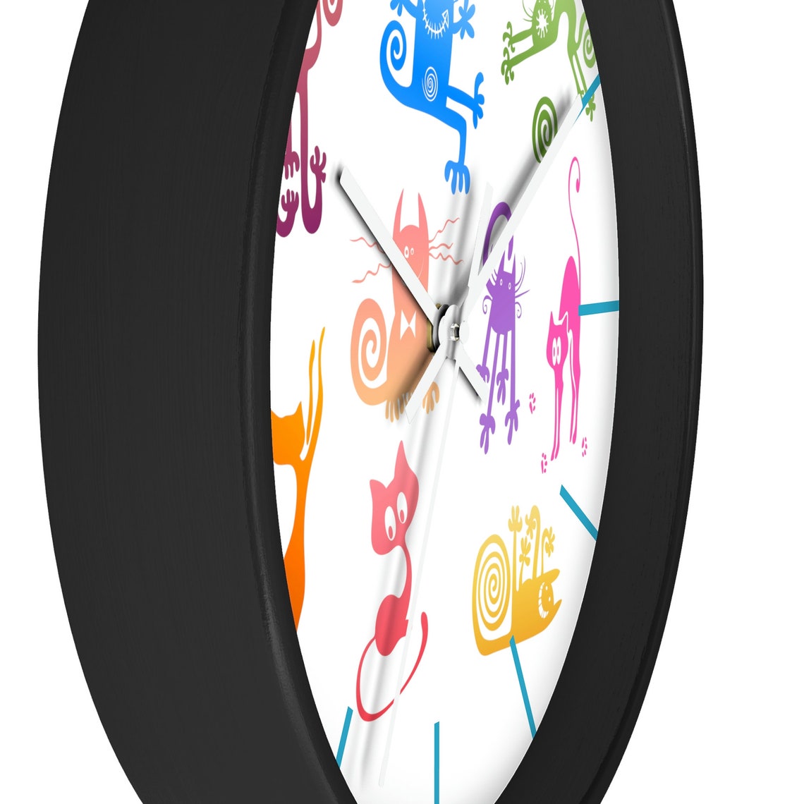 Cat Wall Clock Colorful Cats on This Unique Cat Lover Clock. - Etsy