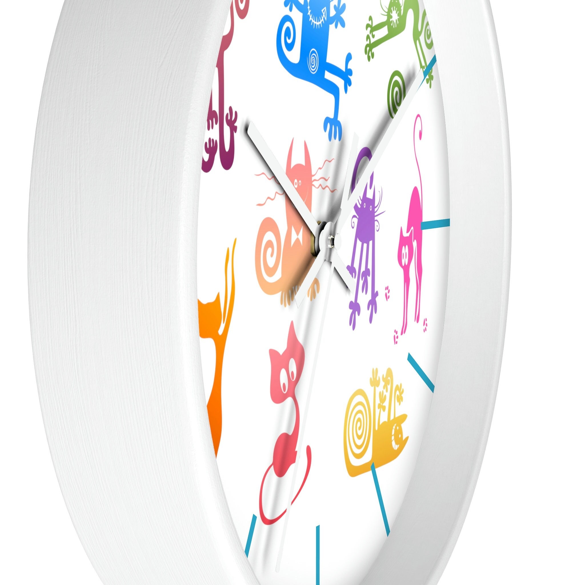 Cat Wall Clock Colorful Cats on This Unique Cat Lover Clock. - Etsy