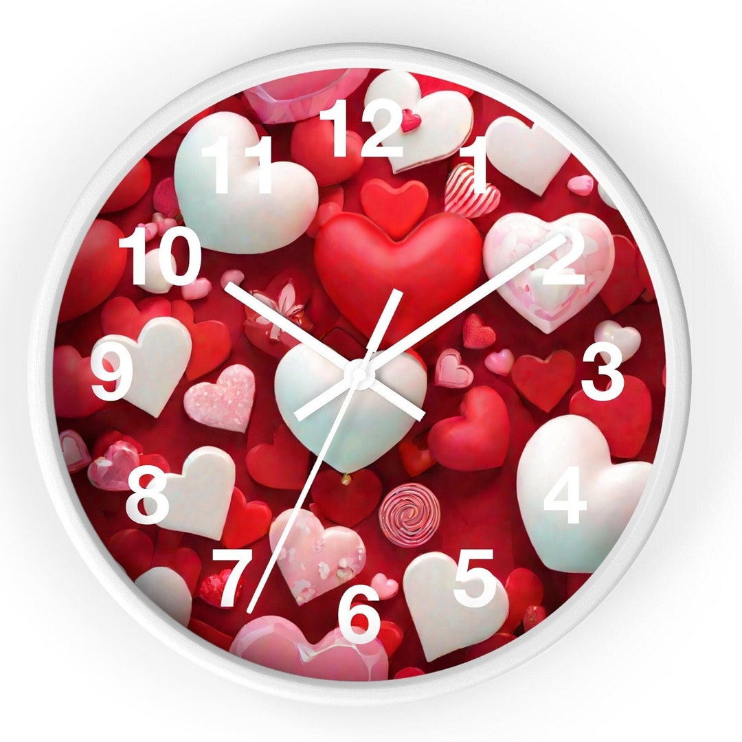 Hearts Clock! Cute Hearts of Candy, Glass, Cupcake... Wooden Wall Clock ...