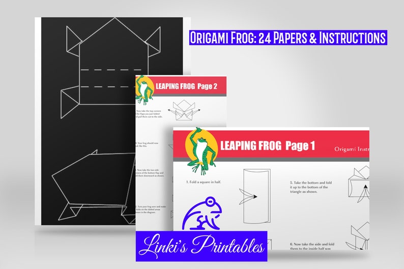 Frog Origami Ki! Illustrated Jumping Frog Instructions, 45 Lux/cute ...