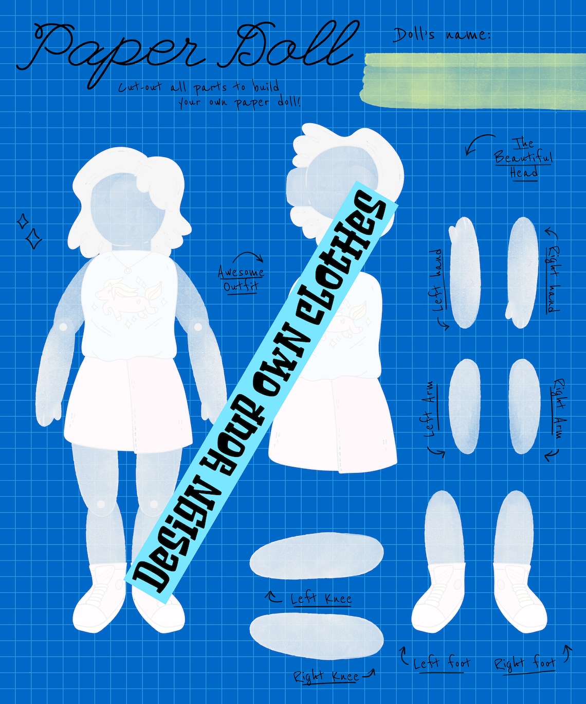 Printable Paper Dolls Kit A Craft Toy Set W/ Digital Paper Dolls, Pets ...