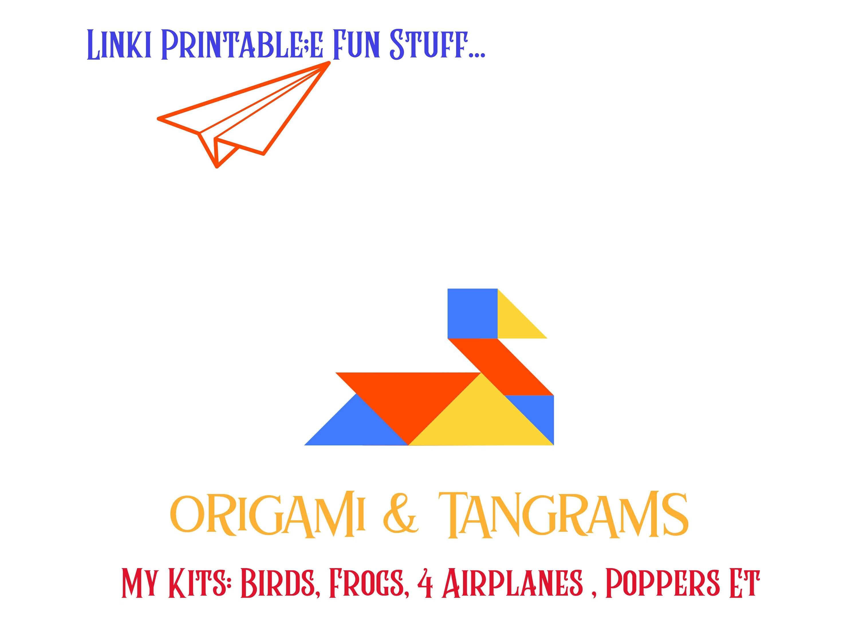 Origami Toy, and Bonus Tangram Kit, 2 in 1 Paper Crafts Includes ...