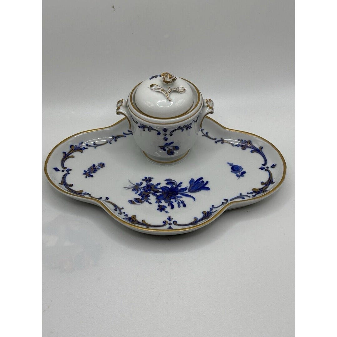 Antique Dresden Victorian Desk Set Porcelain Inkwell Incredible Rare ...