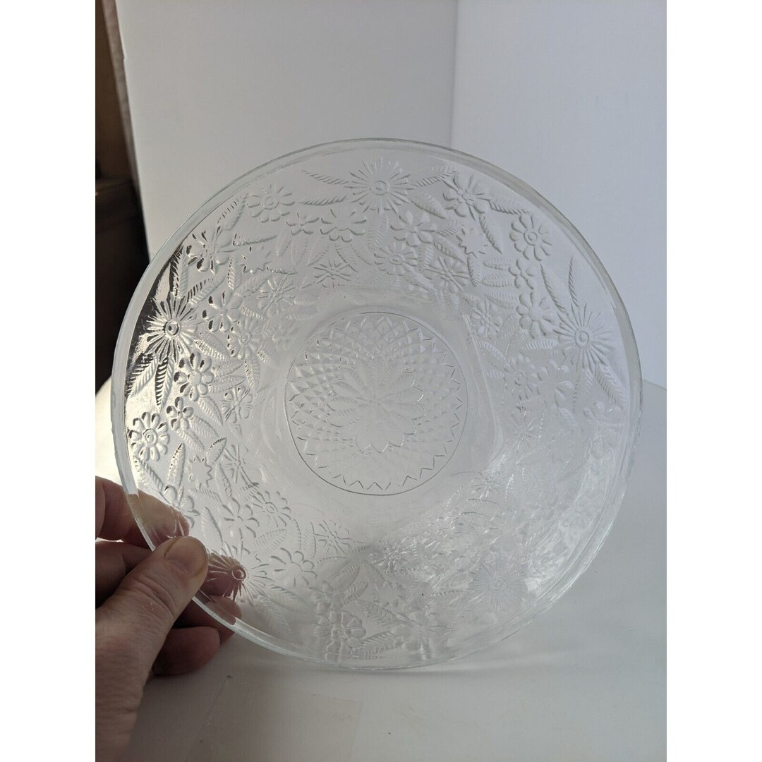 Vintage Indiana Glass Pineapple & Floral Pattern Clear 7.5 Bowl - Etsy