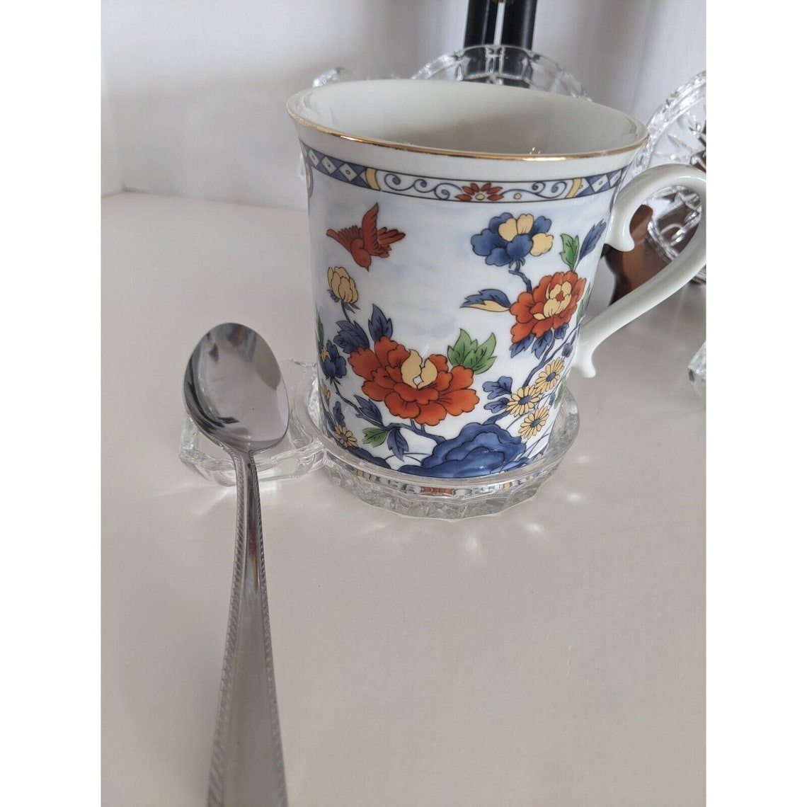 Vtg Shannon Crystal by Godinger Freedom Pattern Crystal Coaster Spoon ...