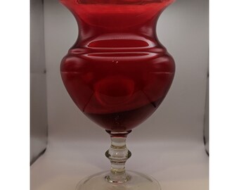 Tall Red Glass Vase - Etsy