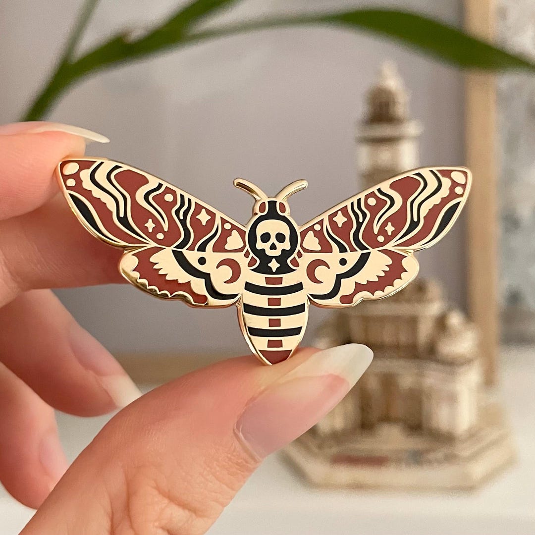 Death's Head Hawkmoth Enamel Pin, Moth Pin, Hard Enamel Pin, Pin ...