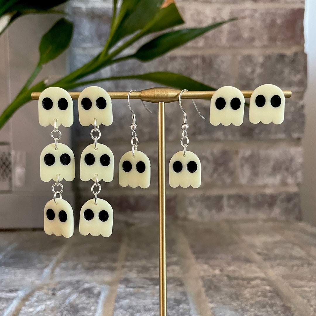 Glow-in-the-dark Ghost Earrings, Mini Ghost Earrings, Handmade Earrings ...