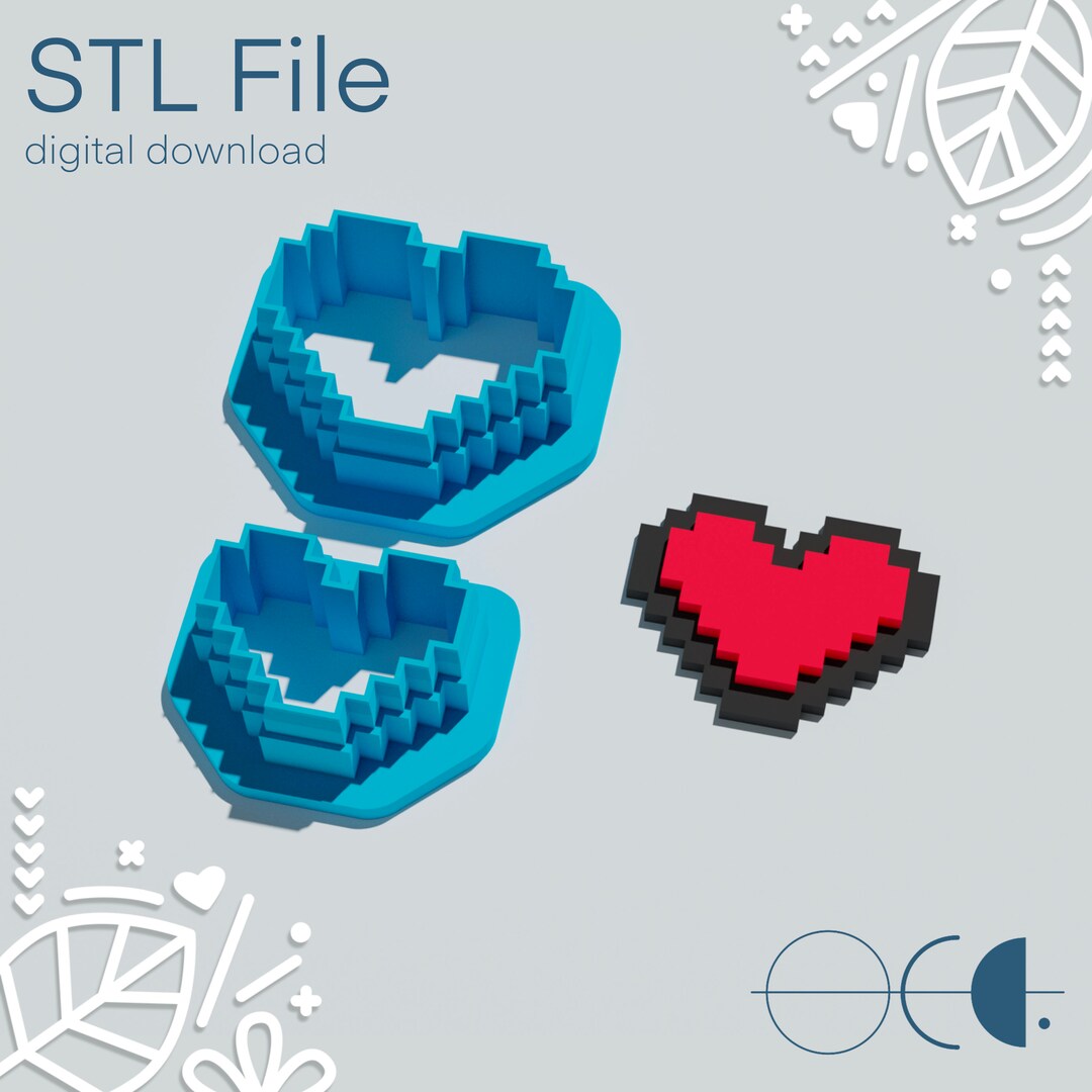 8-bit Pixel Heart Clay Cutter Set, Pixel Heart Clay Cutter, Fondant ...