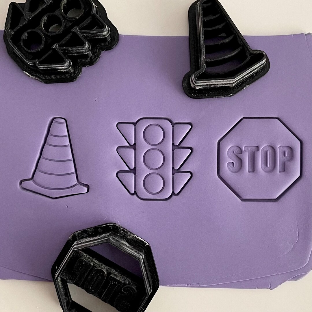 Traffic Clay Cutter Set: Stop Sign, Cone, Light - Fondant & Cookie ...