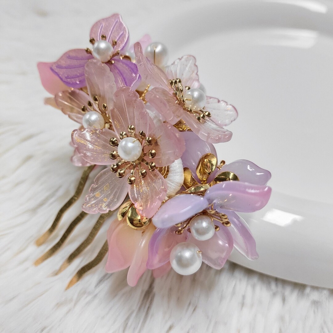 Purple Hair Comb, Simple Hair Fork, Flower Hairpin, Retro Hair Stick ...