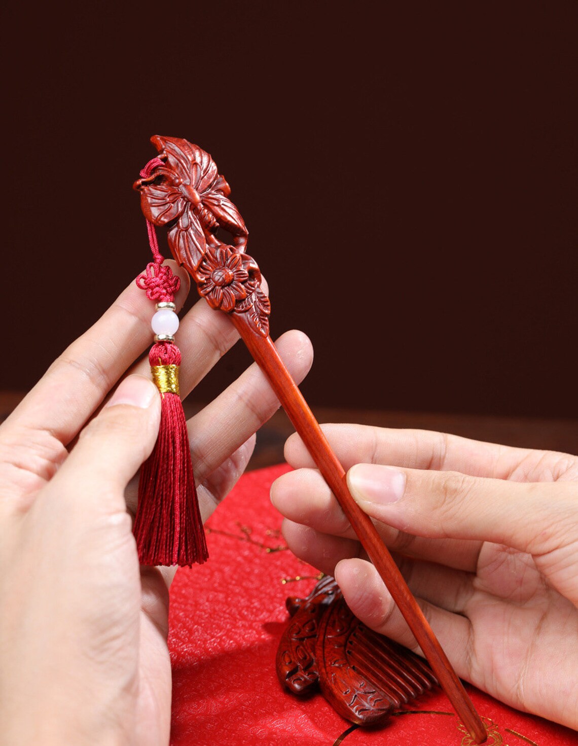 Solid Wood Comb Vintage Hair Stick Tassel Comb Comb Hairpin - Etsy