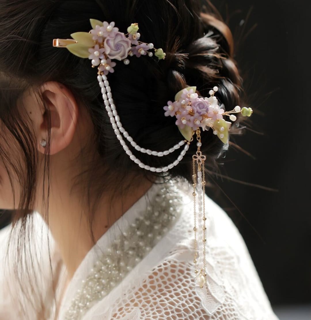 Purple Tassels Hairpin, Retro Side Clip, Step Shake Hair Stick, Archaic ...