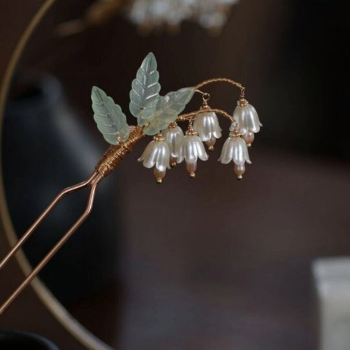 Green White Hair Fork U Shape Bun Holder Chinese Hanfu - Etsy