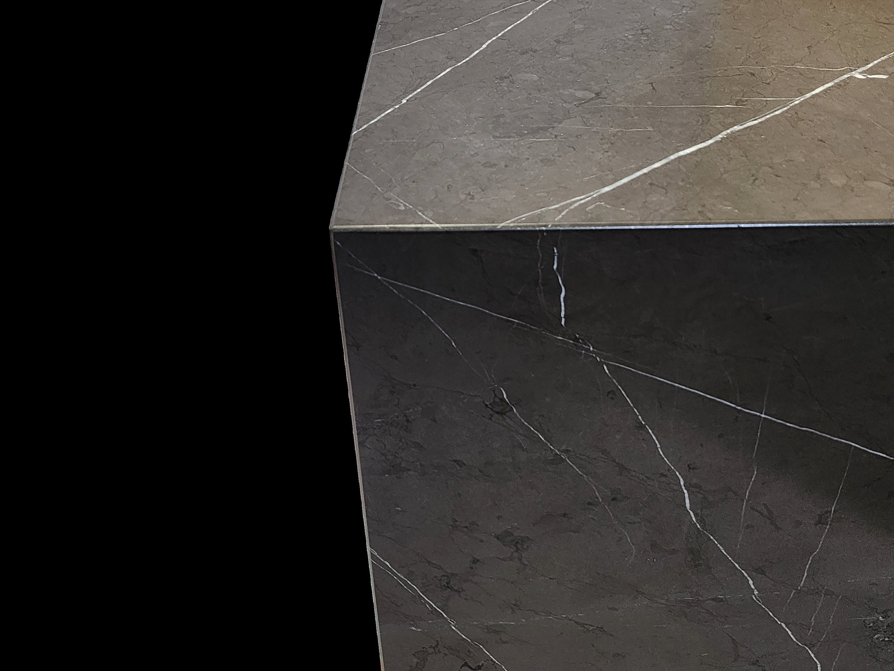 Pietra Grey Marble Side Table, Marble Side Table, Marble Plinth, Black ...