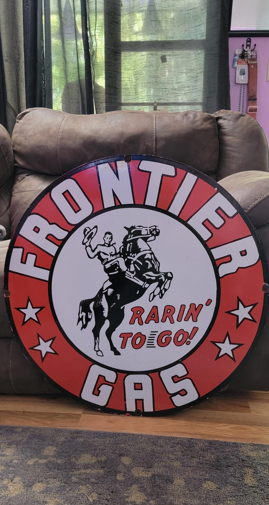 Frontier Gas Porcelain Sign rarin to Go Cowboy Horse - Etsy