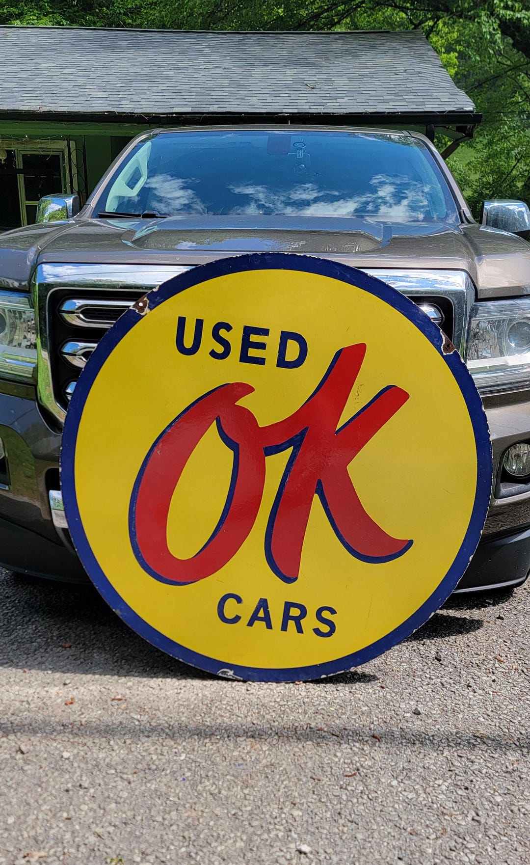 Large 42" OK Used Cars Porcelain Sign Chevrolet Dealer - Etsy