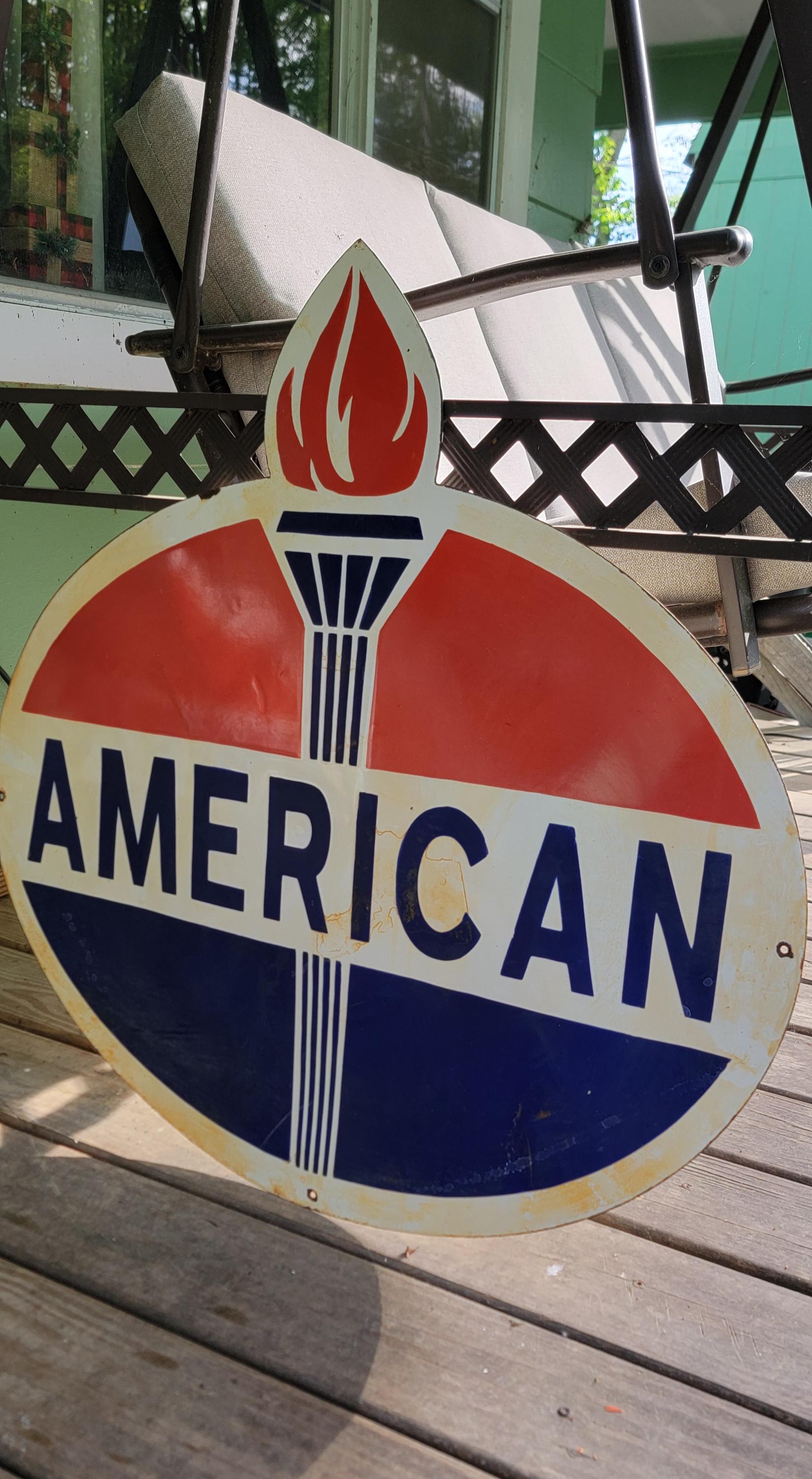 American Gasoline Vintage Porcelain Sign - Etsy