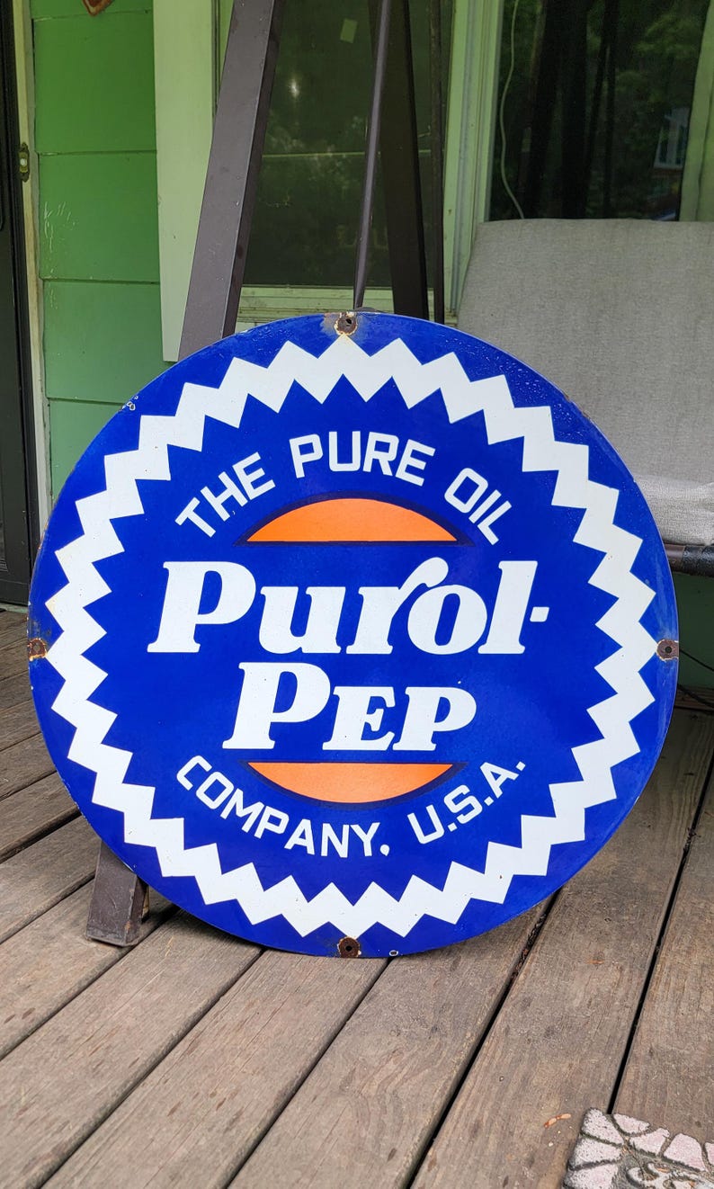 Pure Oil Porcelain Sign - Etsy