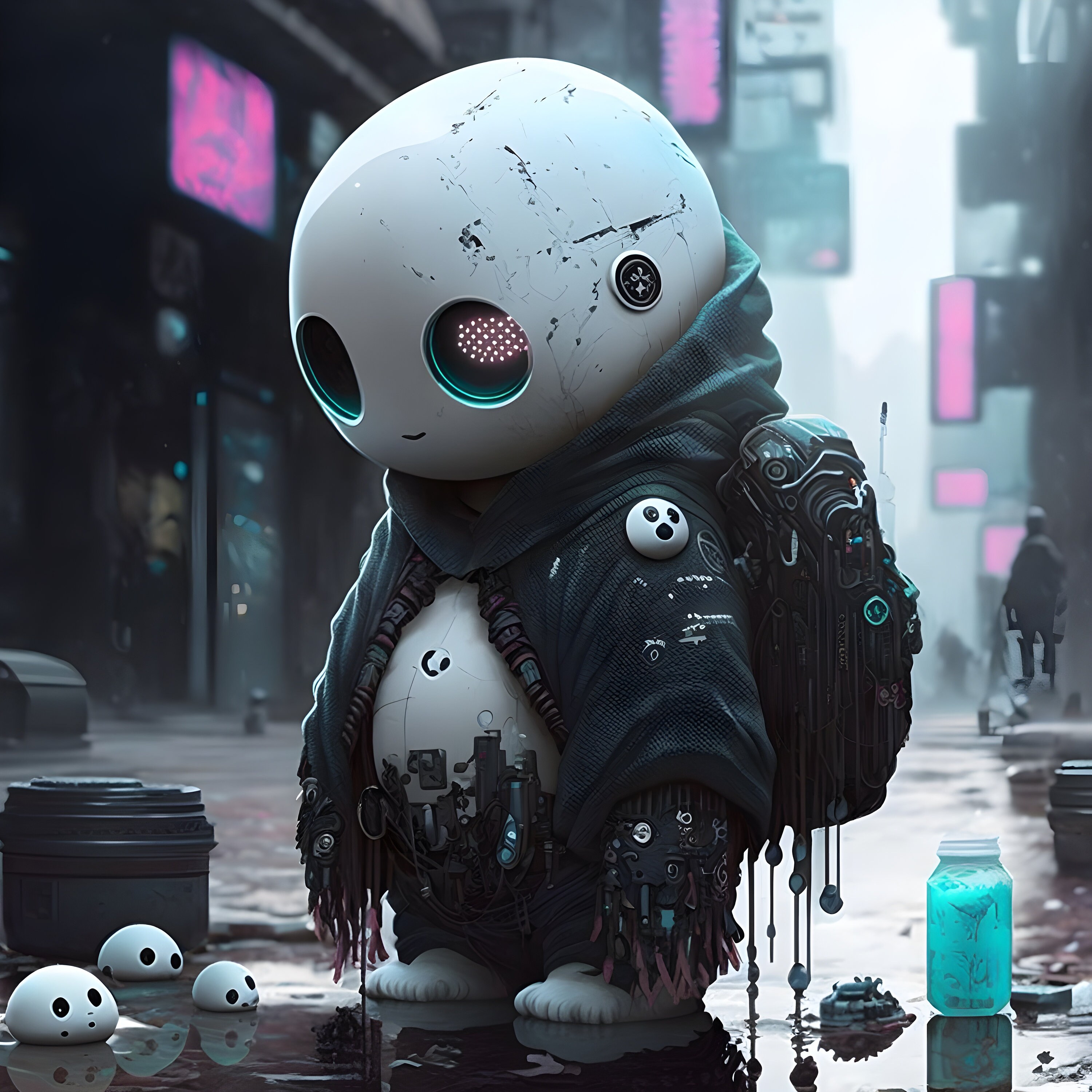 Cyberpunk Android Kodama - Digital Artwork - Futuristic Illustration ...