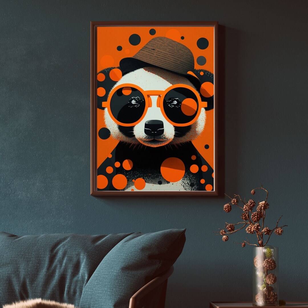 Pop Art Panda - Digital Artwork - Sunglasses and Hat - Wall Art ...