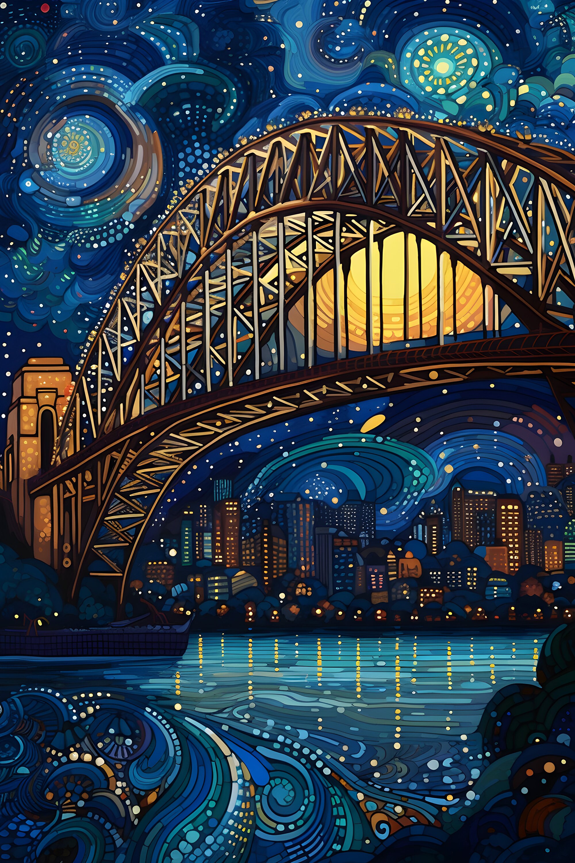 Starry Night at Sydney Harbour Bridge Instant Downloadb - Etsy